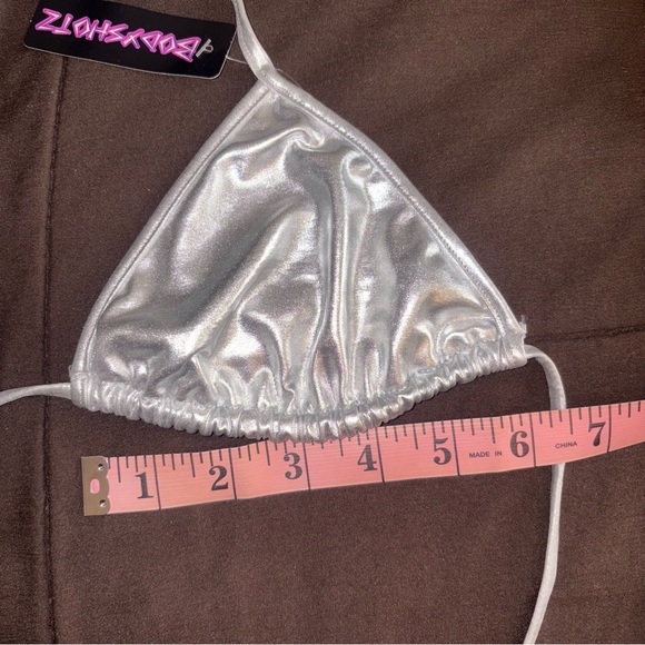 Yandy | Swim | Silver Metallic Triangle Bikini Top | Poshmark